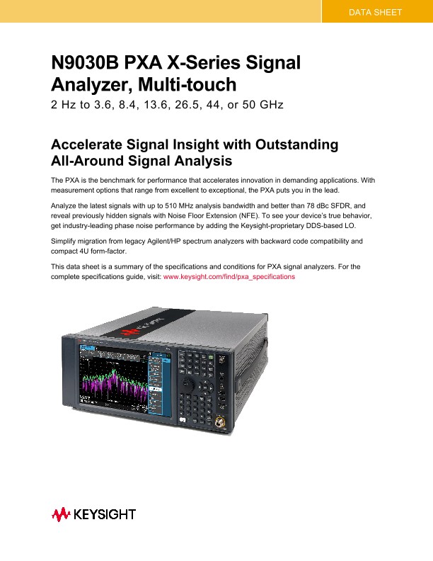 N9030B PXA X-Series Signal Analyzer, Multi-touch PDF Asset Page | Keysight